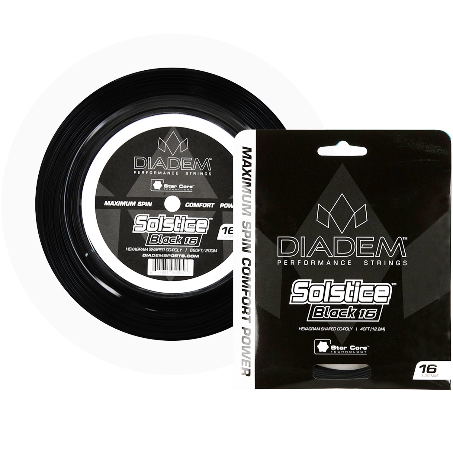 Diadem Solstice Black Tennis Racquet String, Reel 660ft/200m ...